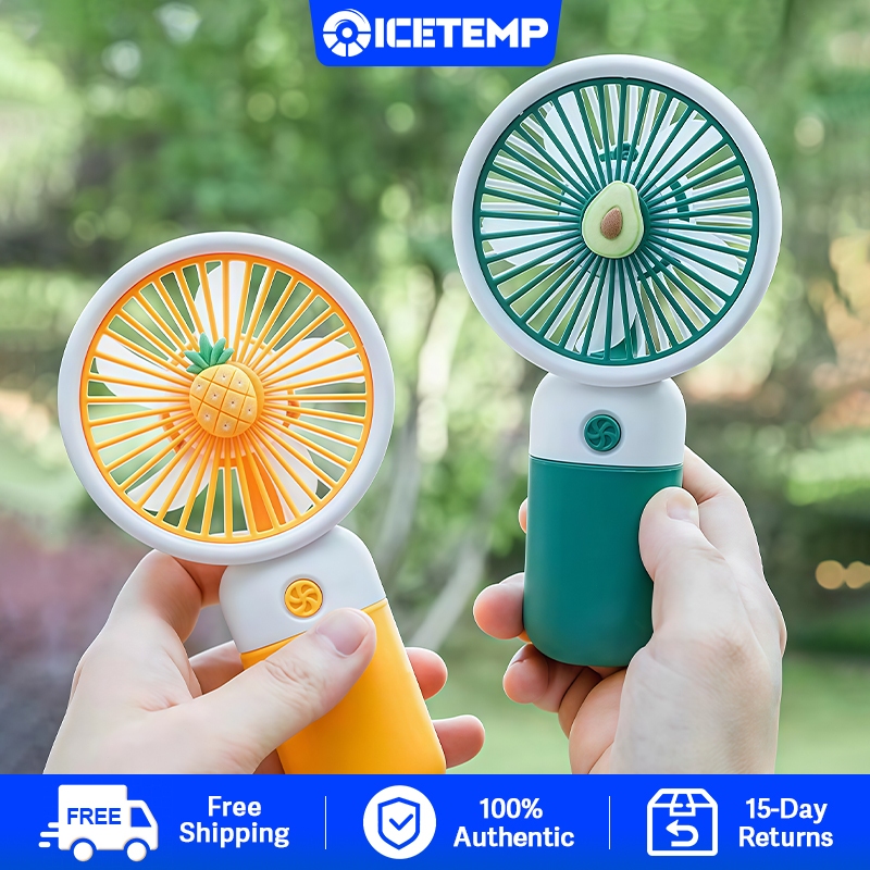 IceTemp Mini Electric Fan Cute Flower Fruit Rechargable Handheld Fan ...