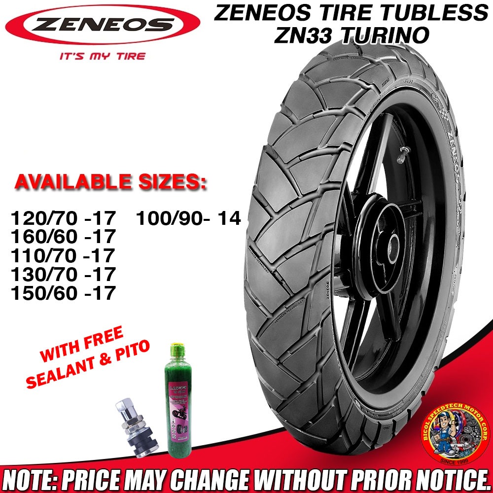 ZENEOS ZN33 TURINO MOTORCYCLE TIRE TUBELESS | Shopee Philippines