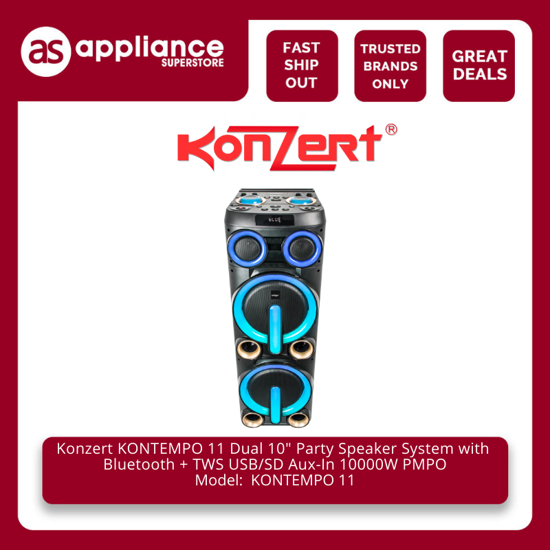 Konzert KONTEMPO 11 Dual 10" Party Speaker System with Bluetooth + TWS ...