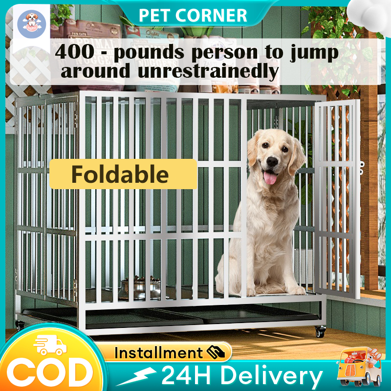 Dog Cage Foldable Stainless Steel Cage for Dog Heavy Duty Pet ...