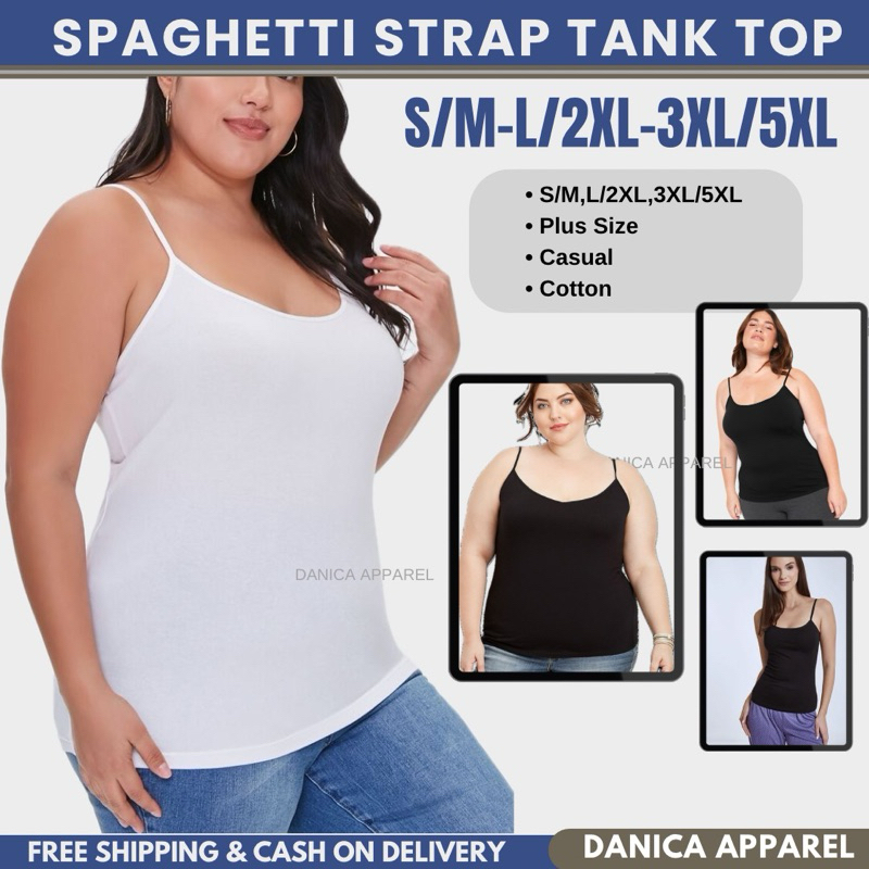 Jessa Spaghetti Strap Sando Tank Top (S/M-L-2XL-up to 5XL) | Shopee ...
