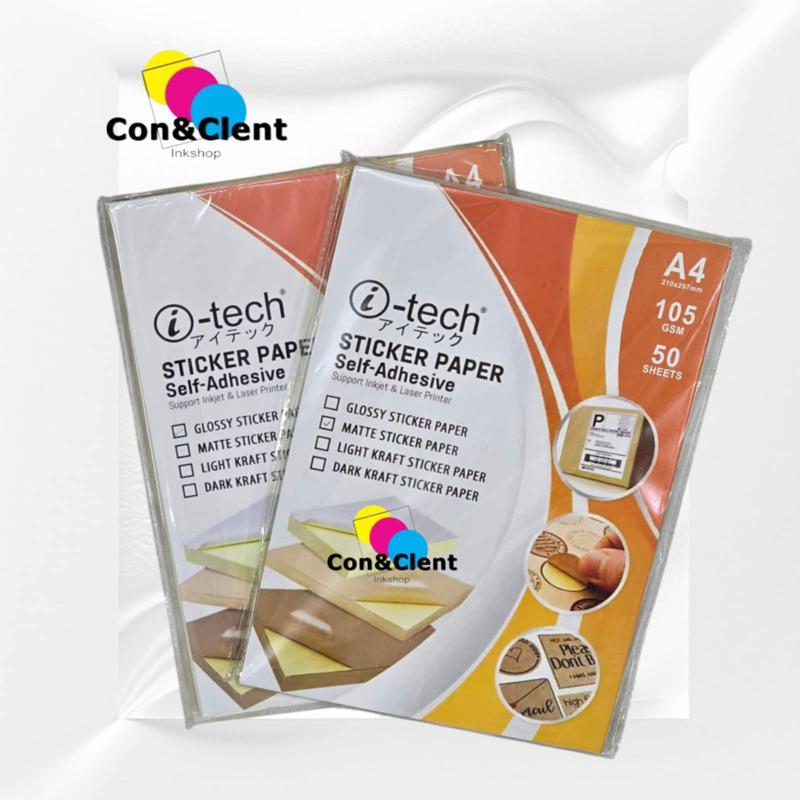 Itech Sticker Paper A4 size (50pcs/pack) matte or glossy | Shopee ...