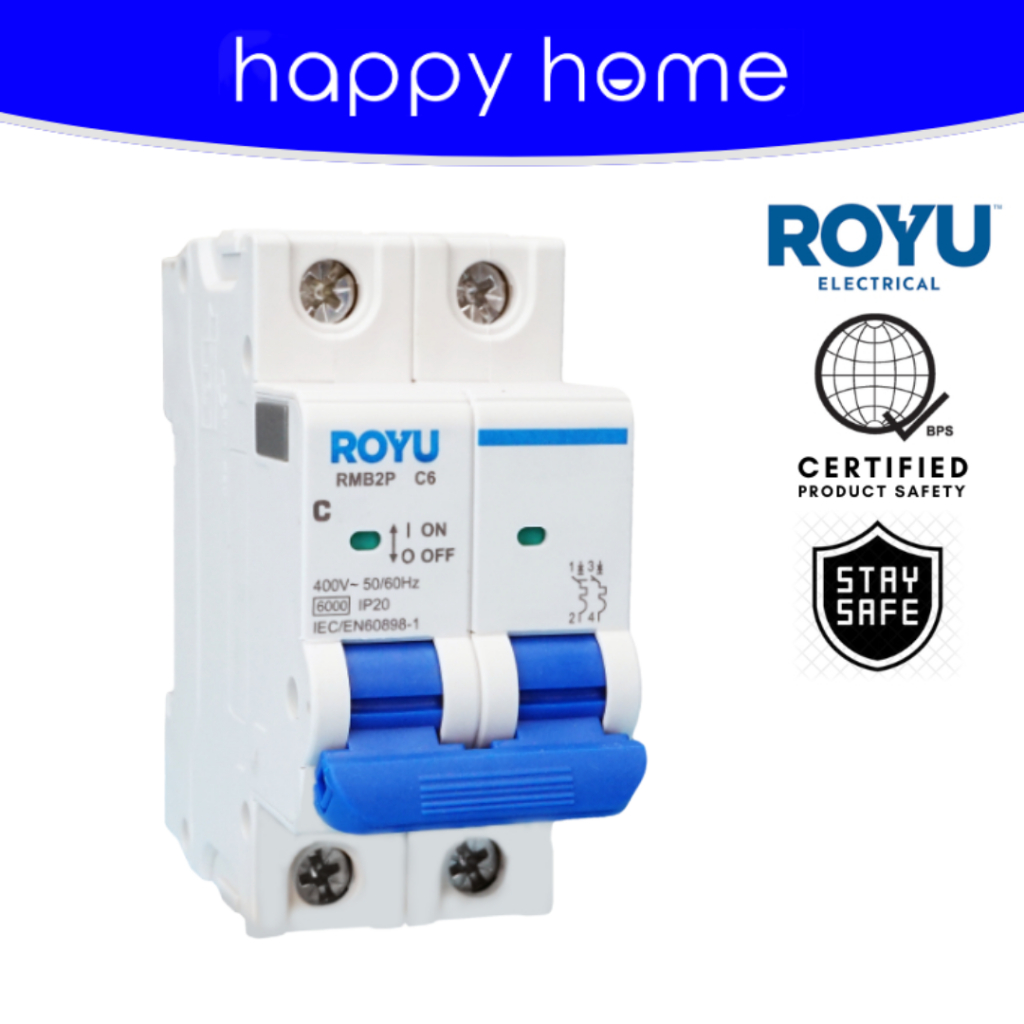 Royu Miniature Circuit Breaker DIN Rail Type (2 Pole) | Shopee Philippines