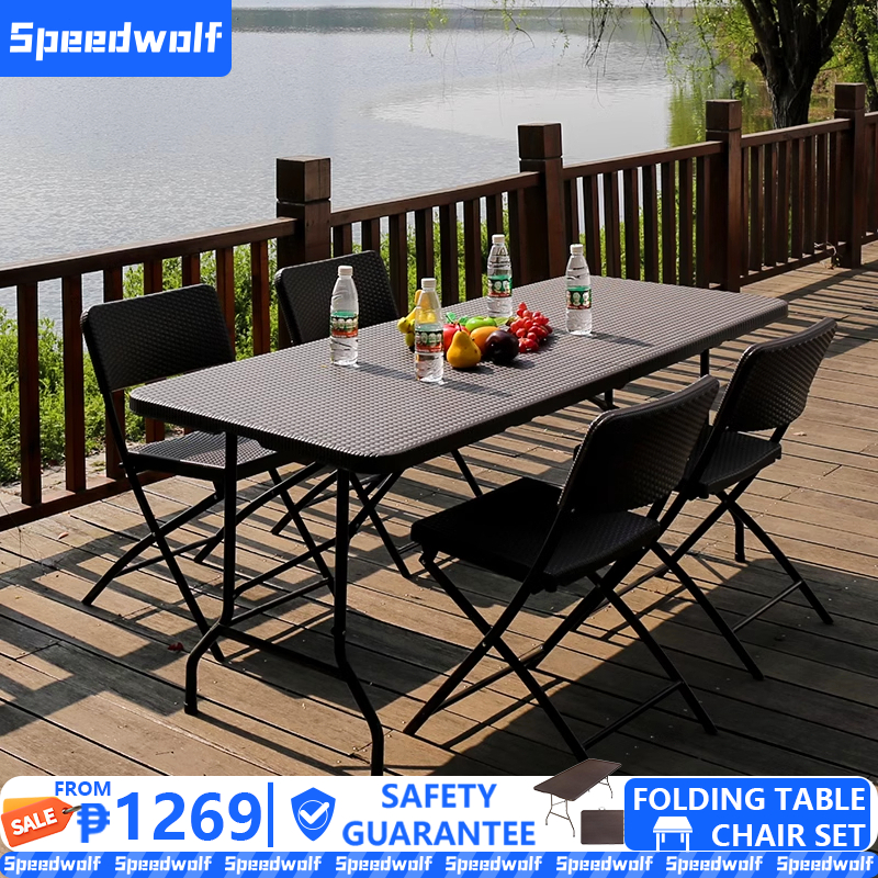 Folding table Outdoor long table portable home desk rattan plaited ...