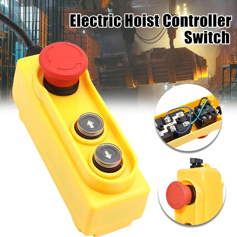 Hoist Push Button Switch,Lifting Pendant Controller with Emergency Stop Button | Shopee Philippines