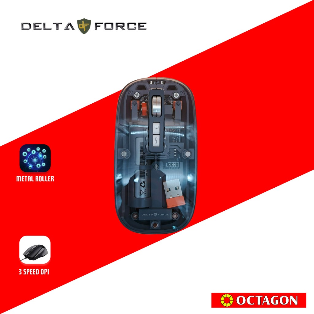 DELTA FORCE GWM233 BLACK 5BUTTON TRANSPARENT WIRELESS MOUSE 1600DPI ...