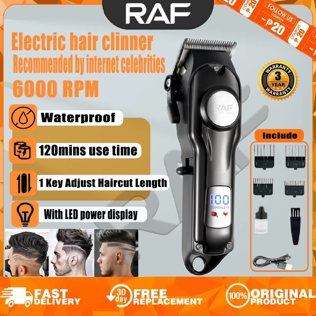 RAF Razor Hair Cut Rechargeable Hair Clipper Cordless LCD Monitor ...