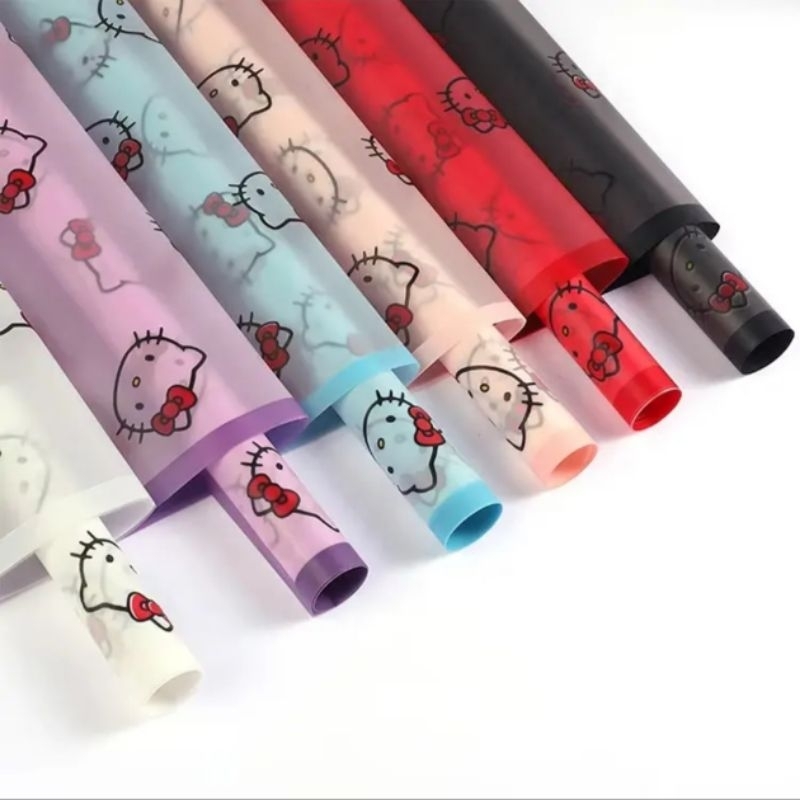 Plastic type Hello Kitty Flower Wrapper 20pcs/pk 58*58cm | Shopee ...
