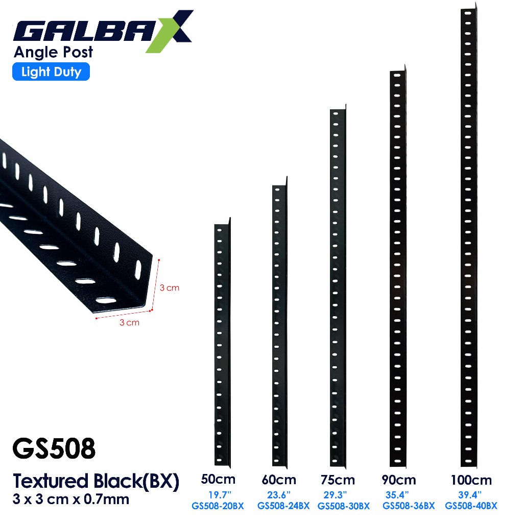 GalbaX STEEL ANGLE POST 30x30x 0.7mm (for use with GBX Shelf ALL METAL ...
