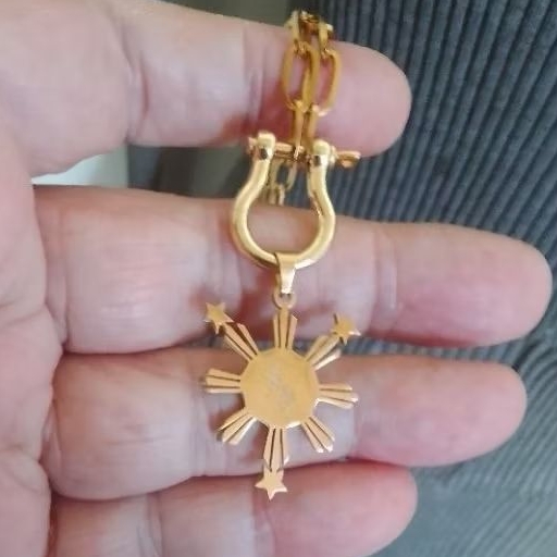 Philippines Sun Pendant Horseshoe Necklace Pilipinas Gold Plated ...