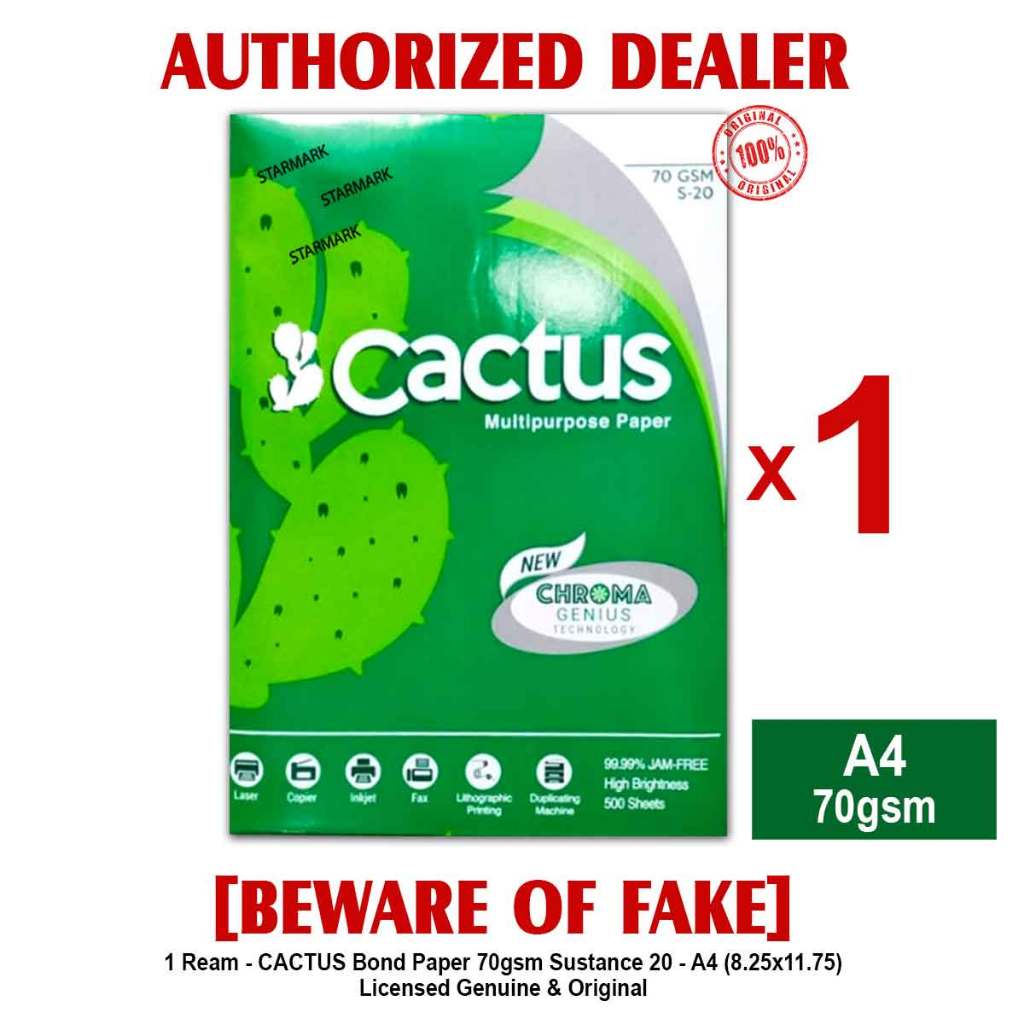 CACTUS Bond Paper Papers A4 Size 8.25x11.75in 70gsm Sub. 20 Copy Paper ...