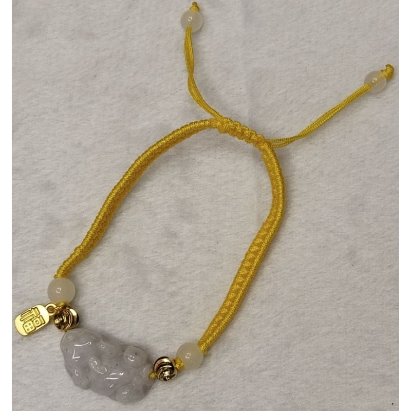 Blessed Jade Stone Piyao Yellow string Bracelet Handmade | Shopee ...