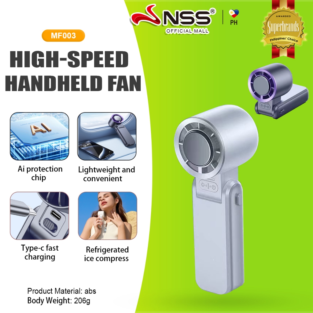 NSS Refrigeration Handheld Fan Mini Portable Turbo Fan Rechargeable USB ...