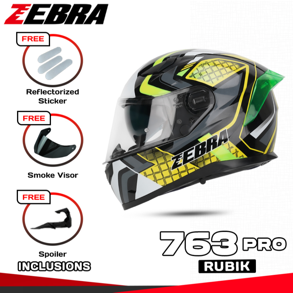 ZEBRA 763 PRO RUBIK Motorcycle Full Face Helmet Dual Visor | Shopee ...