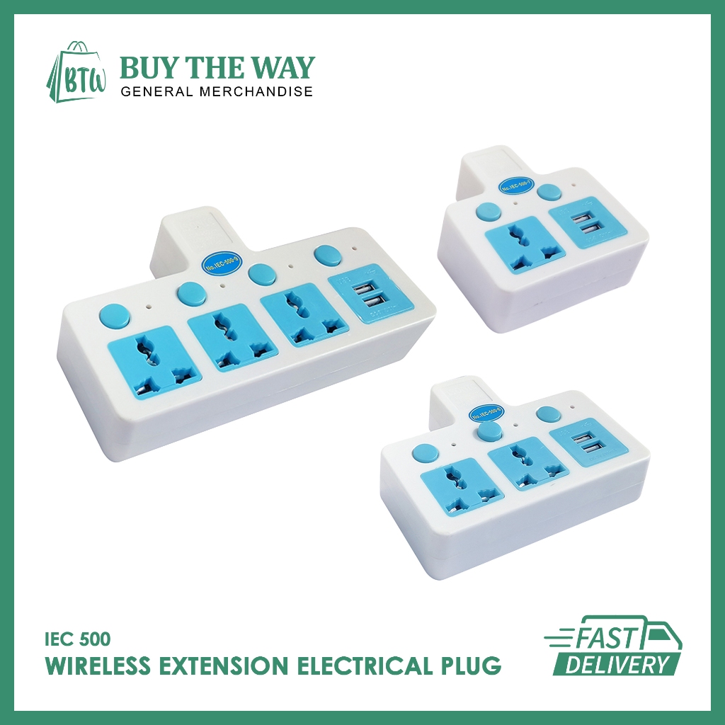 Wireless Extension Electrical Plug with Light with USB Multip Wall ...