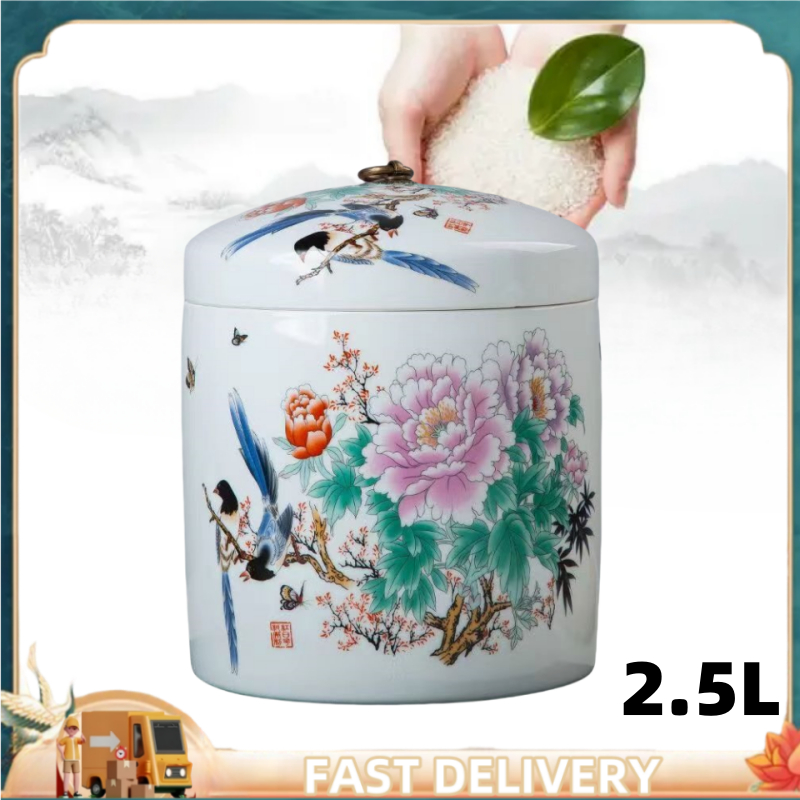 Flour Canister Ceramic Kitchen Container Pickle Jar Food Pot Large ...