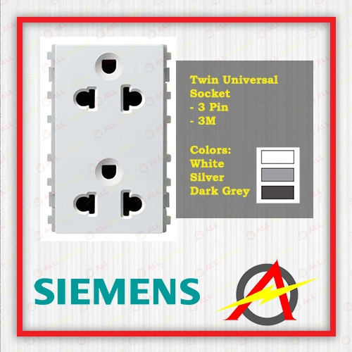 SIEMENS Universal 3-Pin Outlet | Duplex Twin with Shutter Frame Set ...