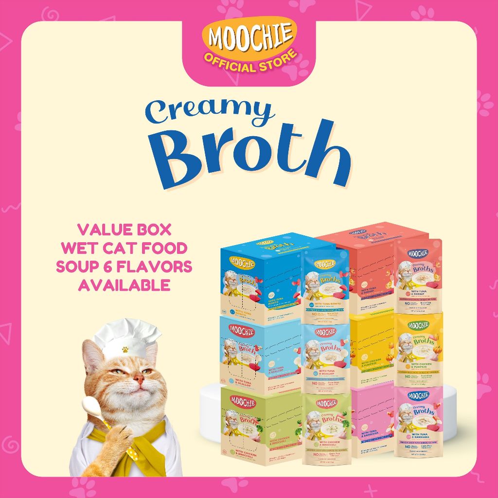 Moochie Value Box Creamy Broth Wet Cat Food Soup 40g Pouch x16 6 ...