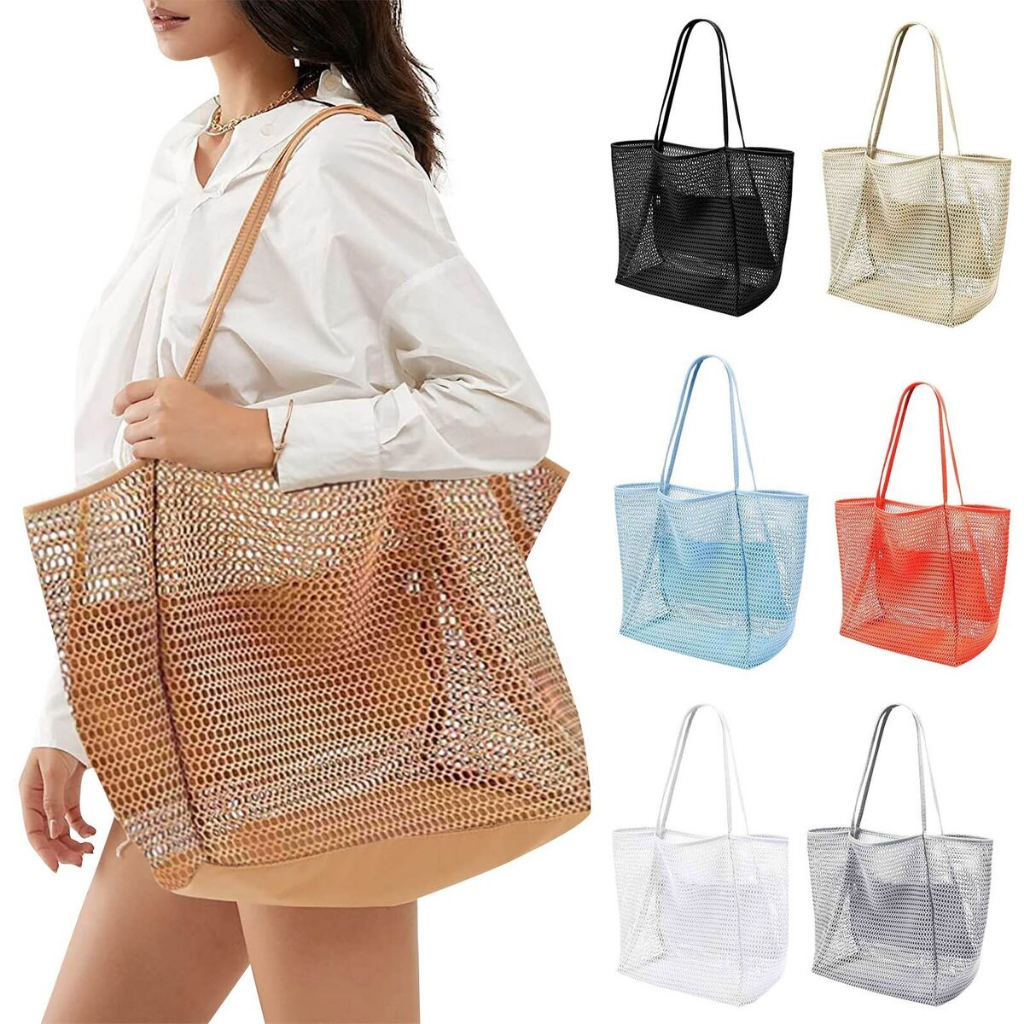 Mesh Tote Bag,23L Beach Bag Extra Large Tote Bags for Women with Zip ...