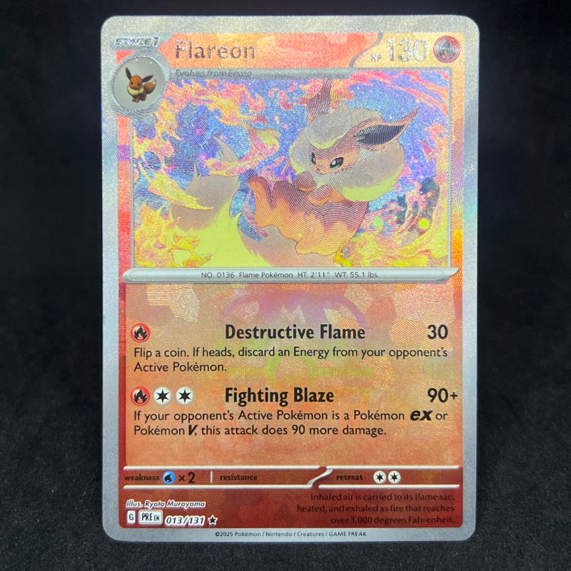 Pokemon TCG Flareon Master Ball Reverse Holo Rare 013/131 2025 Scarlet ...