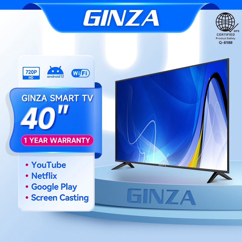 GINZA 40 Inch Smart TV Slim HD LED Smart TV Black Android TV | Shopee ...