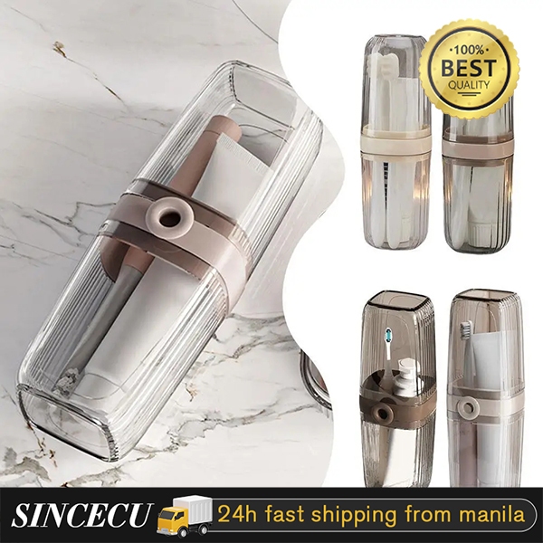 2-in-1 Travel Toothbrush Cup - Toothpaste & Mouthwash Storage Box ...