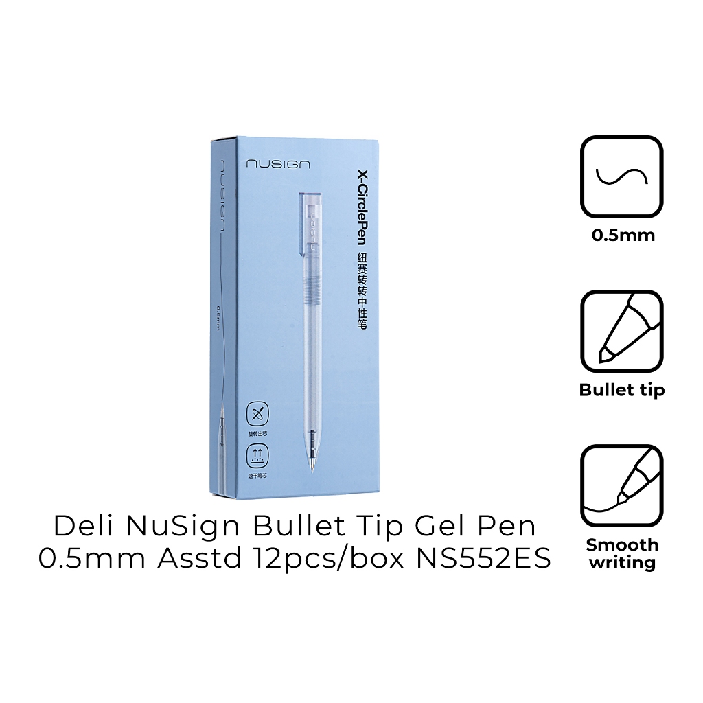 Deli NS552ES NuSign Bullet Tip Gel Pen 0.5mm Asstd 12pcs/box | Shopee ...