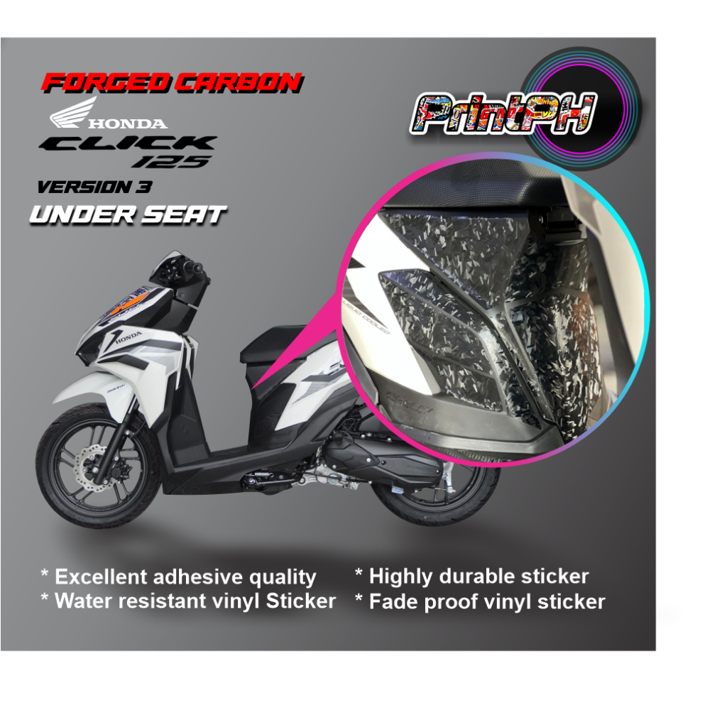 Honda Click 125 V3 UNDER SEAT CARBON FIBER DECALS STICKER(NEW PRODUCT ...