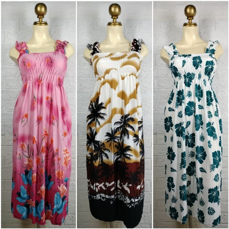 Duster Smocking Long/Ruffle Strap|Cotton Spandex S-XL | Shopee Philippines