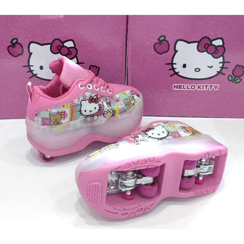 New fashion Children Hello kitty Roller skates Sports shoes with 4 ...