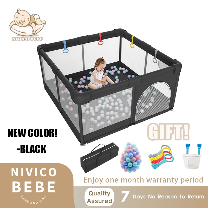 NIVICO BEBE Playpen For Baby with Foam Black Fence Indoor Play Yard ...