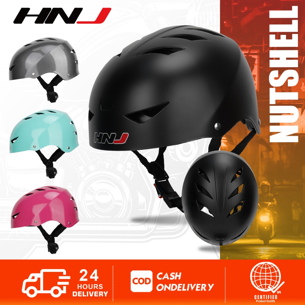 HNJ Mob-3 Plain Nutshell Helmet Motorcycle/Bike Nutshell Open Face ...