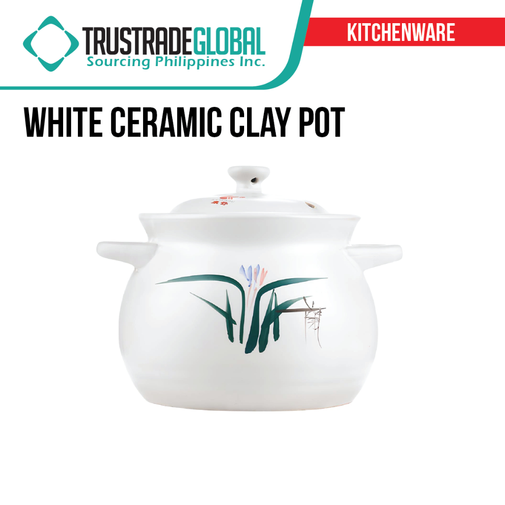 Kangshu 400-20°C White Ceramic Clay Pot With Lid Cooking Pot Cookware ...