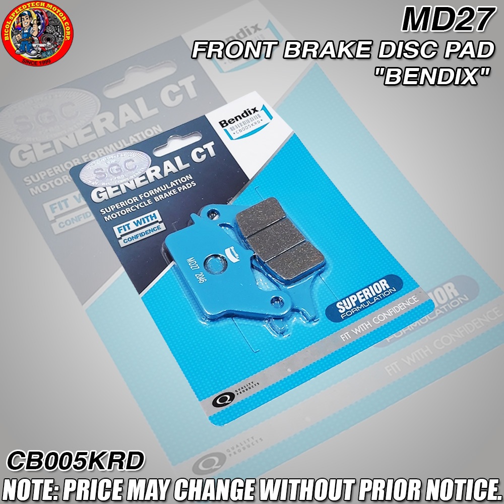BENDIX MD27 BRAKE DISC PAD ZOOMER/CLICK125I/BEAT FI/CARB/SCOOPY/TRICITY ...