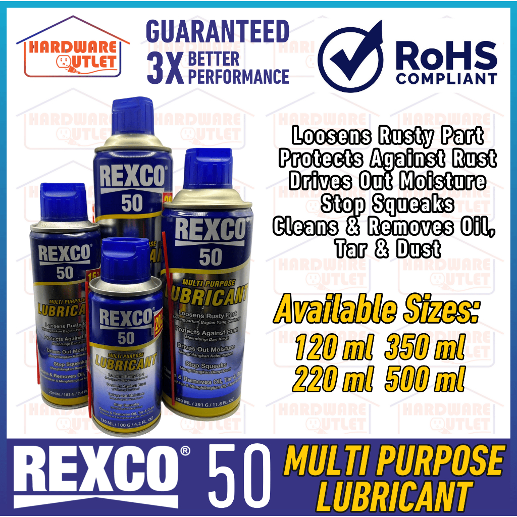 Rexco 50 Multi Purpose Lubricant 120 ml 220 ml 350 ml 500 ml Assorted ...