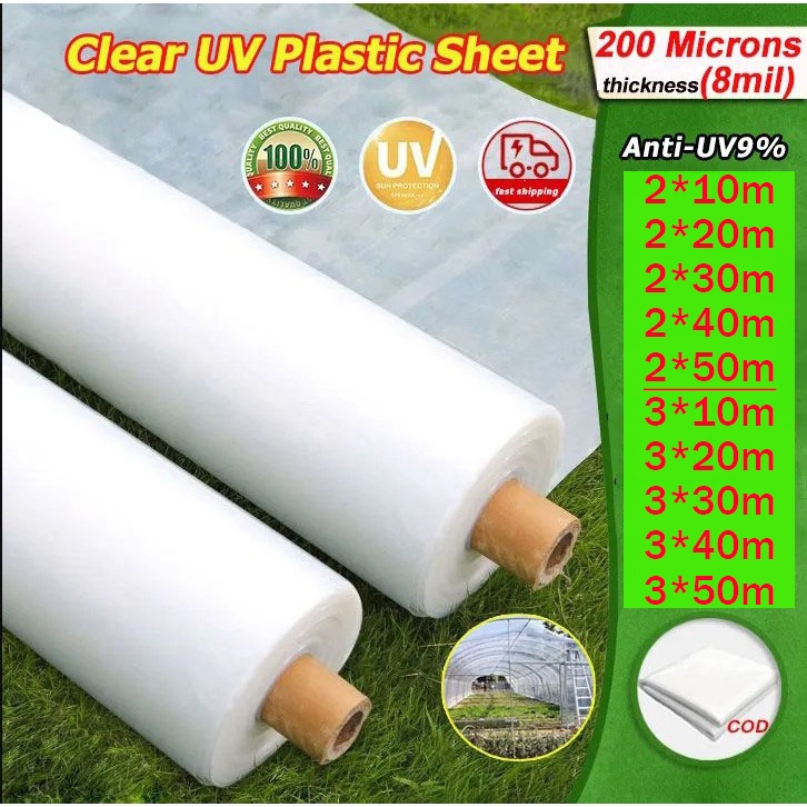 Length10m-50m UV Plastic Sheet ( 200 Microns) Plastic Sheeting Clear ...