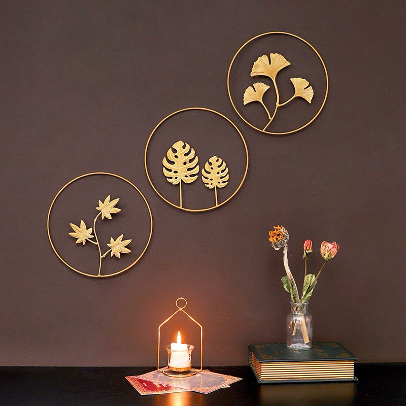 Wall Decoration Nordic Leaf Shape Wall Hanging Creative Iron Ginkgo ...