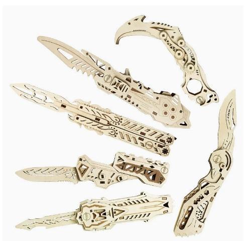Wooden Puzzle Butterfly Knife Folding Claw Knife Telescopic Knife 3D ...