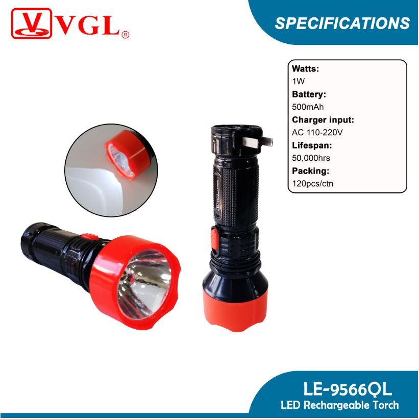 VGL RECHARGEABLE FLASHLIGHT ( LE 9566QL ) | Shopee Philippines