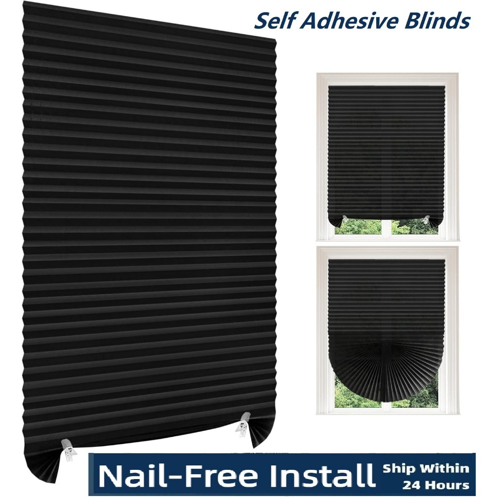 Self Adhesive Window Shades Cordless Window Blinds Pleated Fabric ...