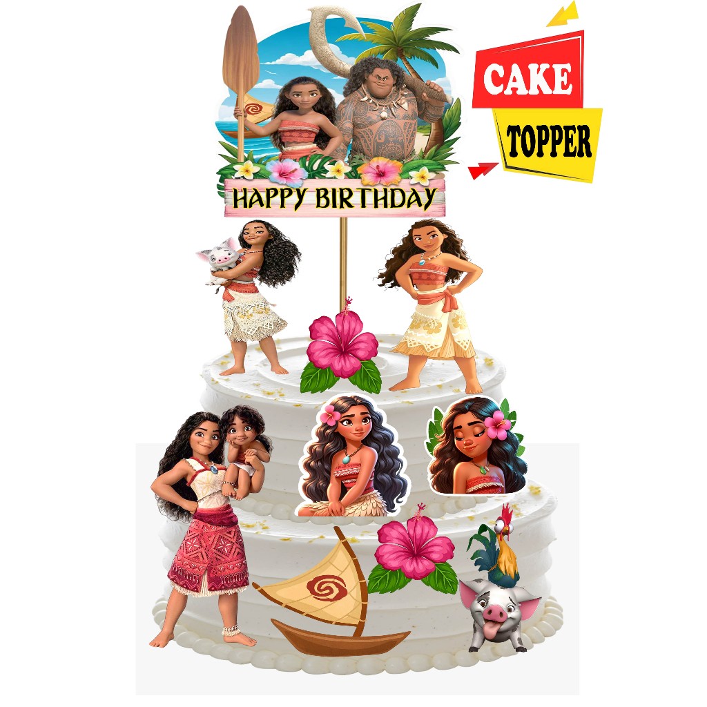 MOANA CAKE TOPPER (10PCS) PER PACK FOR CAKE DECORATION, FOR BIRTHDAY ...