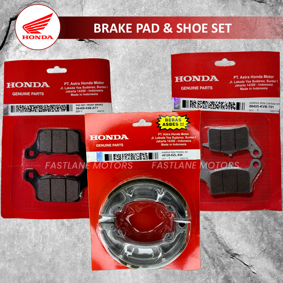 HONDA BRAKE PAD & SHOE SET FOR CLICK 125 & 150 V1 / V2 / V3, BEAT V1 ...