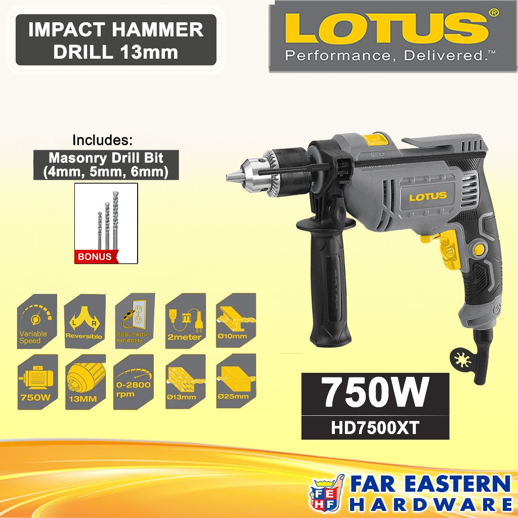 LOTUS Impact Hammer Drill 750W HD750X | HD7500XT LTPTCD | Shopee ...
