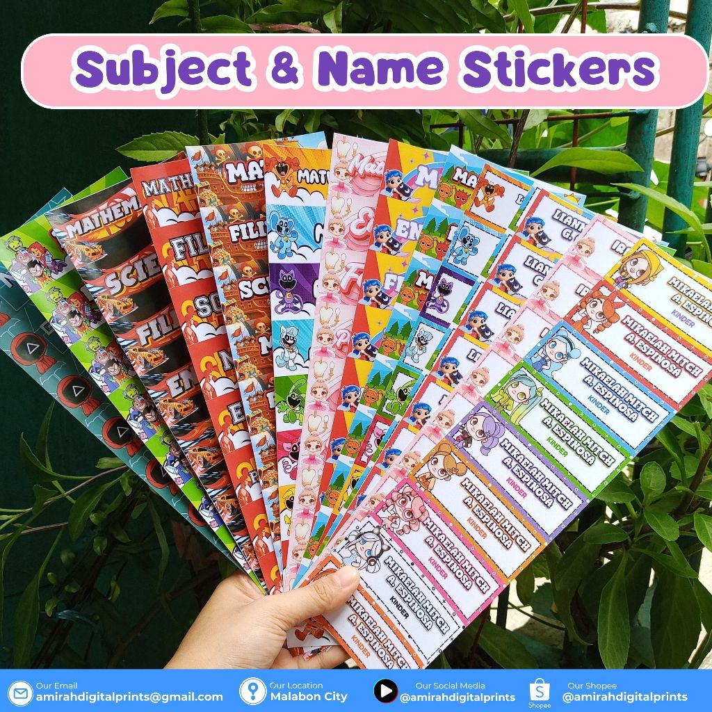 Name Sticker Subject Girls Personalized for Notebook School Kids Label ...