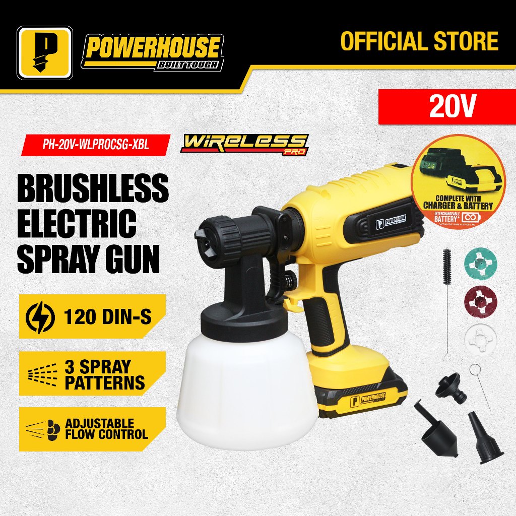 PowerHouse Cordless Spray Gun Brushless w/ Strong Blow Function 20v ...