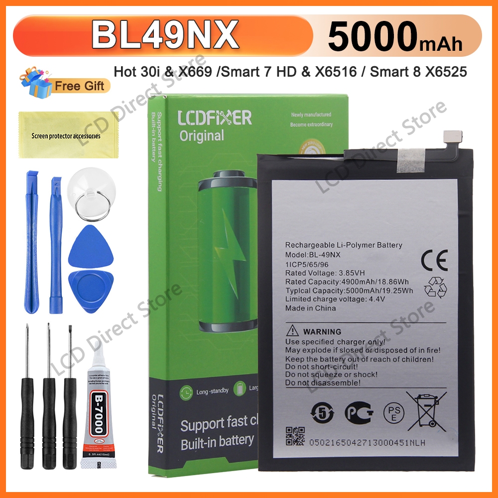 Battery Replacement 49NX For Infinix Hot 30i X669 / Smart 8 X6525 ...