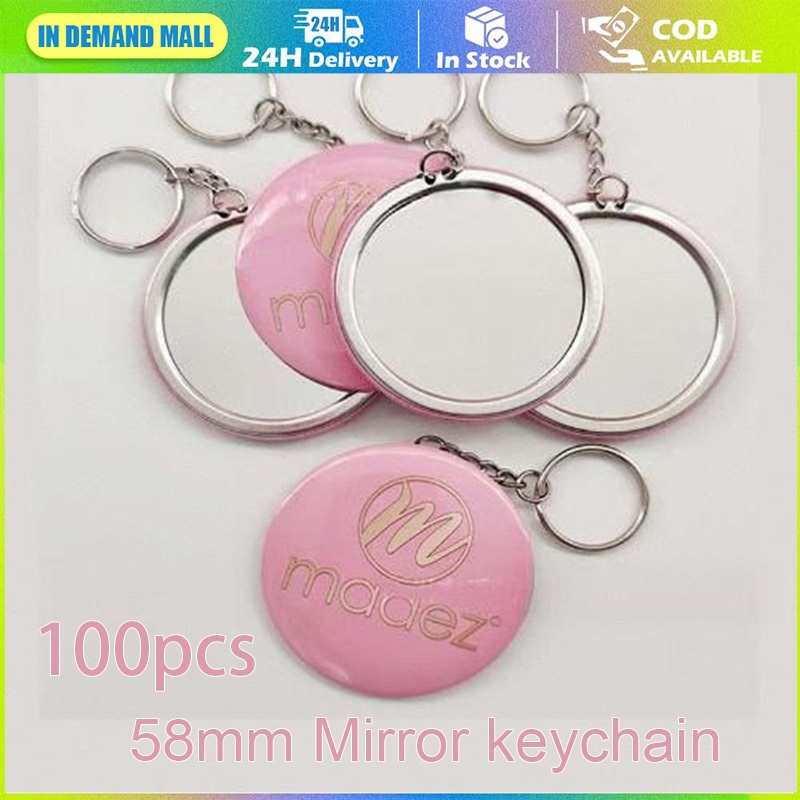 100Pcs 58mm pocket mirror Cosmetic Mirror keychain Metal DIY Badge ...