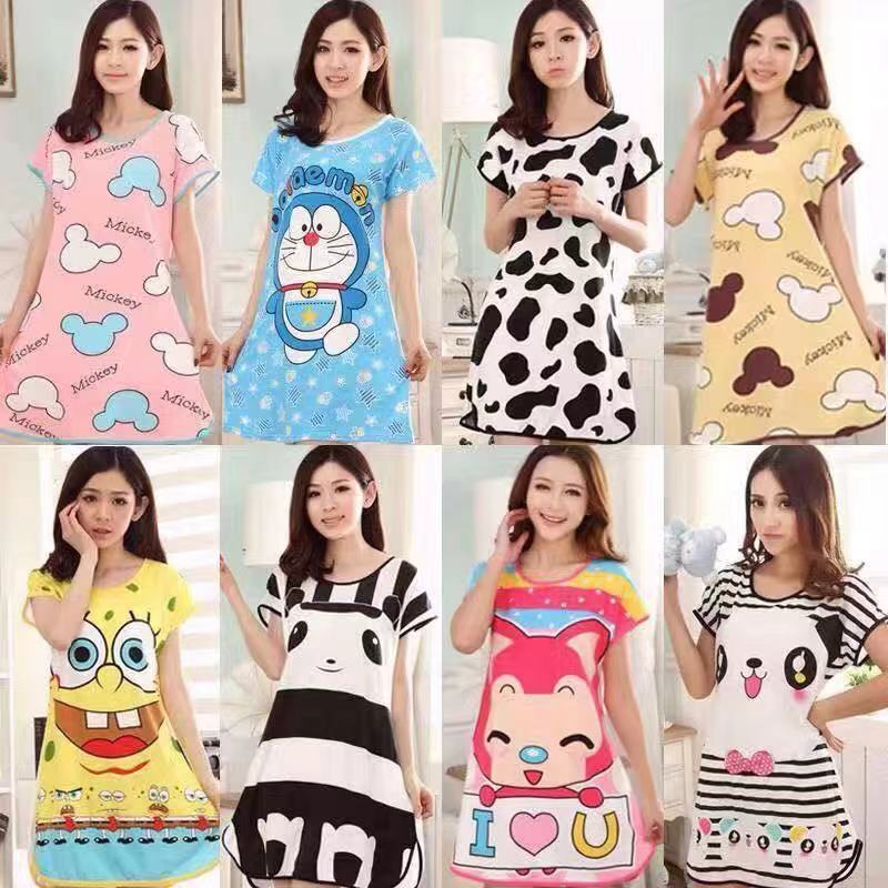 Women Sleep Wear Duster for Adult Cartoon Print Short Sleeve | Shopee ...