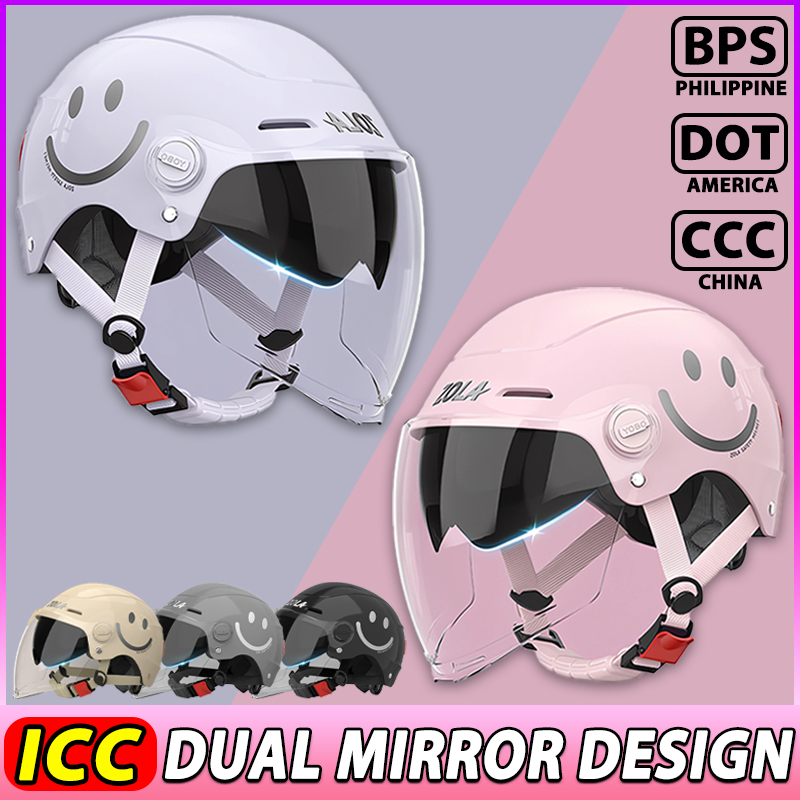 【With Icc Sticker】 Helmet For Motorcycle Sunshade Uv Protection Dual ...