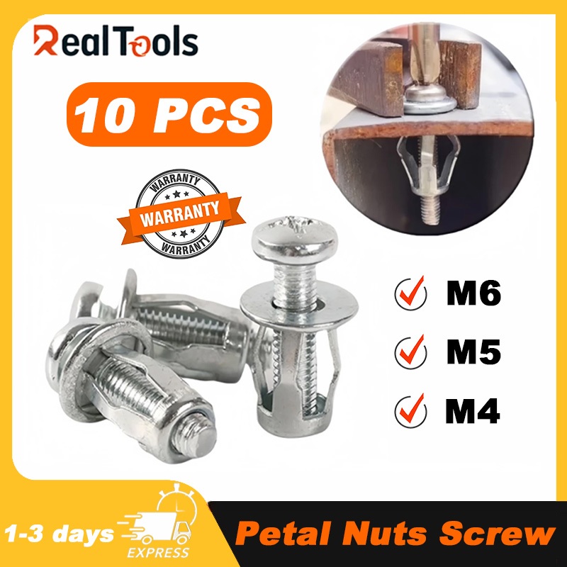 10Pcs Metal Rivet Nut M4 M5 M6 Petal Rivet Lock Nuts with Screw for Car ...